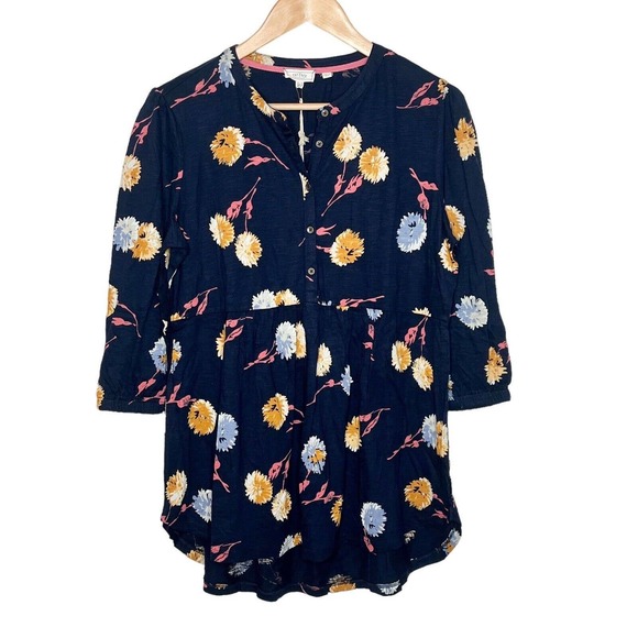 Fat Face | Tops | Fat Face Floral Print 34 Sleeve Knit Tunic Top Blue ...